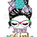 June Birthday Girl, Messy Bun, Mom Bun - Etsy