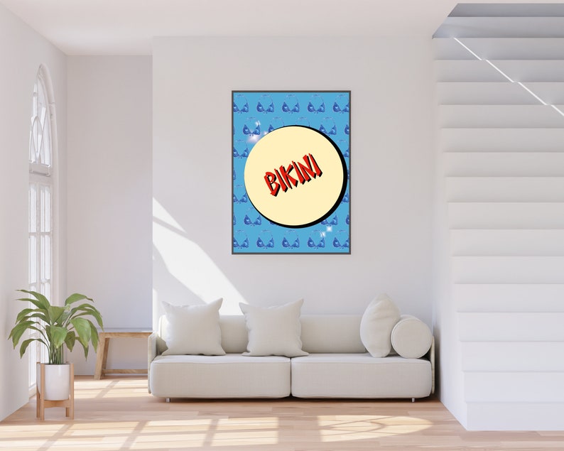 Buy Blue Bikini, Pixel Art, 8-bit. Art Print 50 X 70 Cm Online in India ...