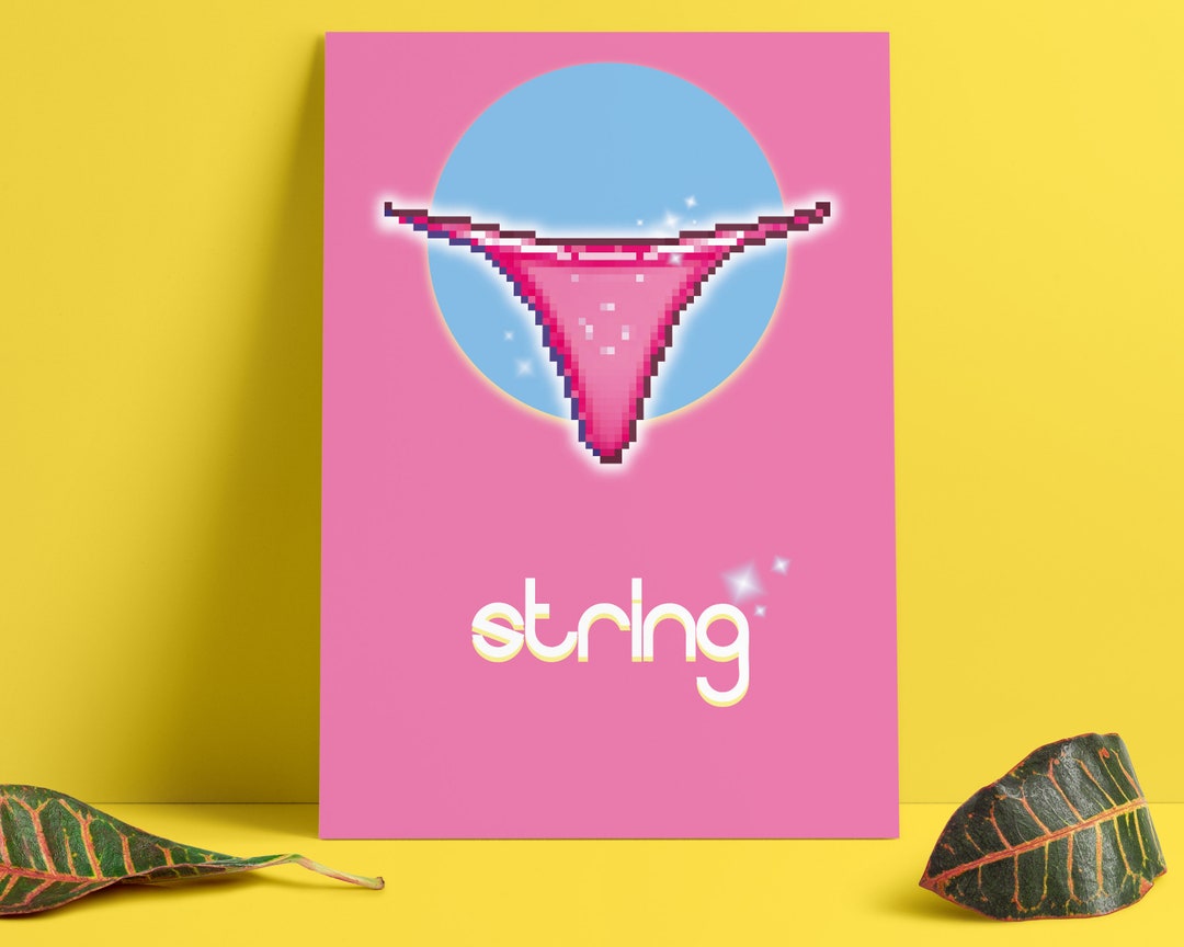 Pink String Tanga Pixel Art 8-bit Art. Retro Art 50x70cm / - Etsy