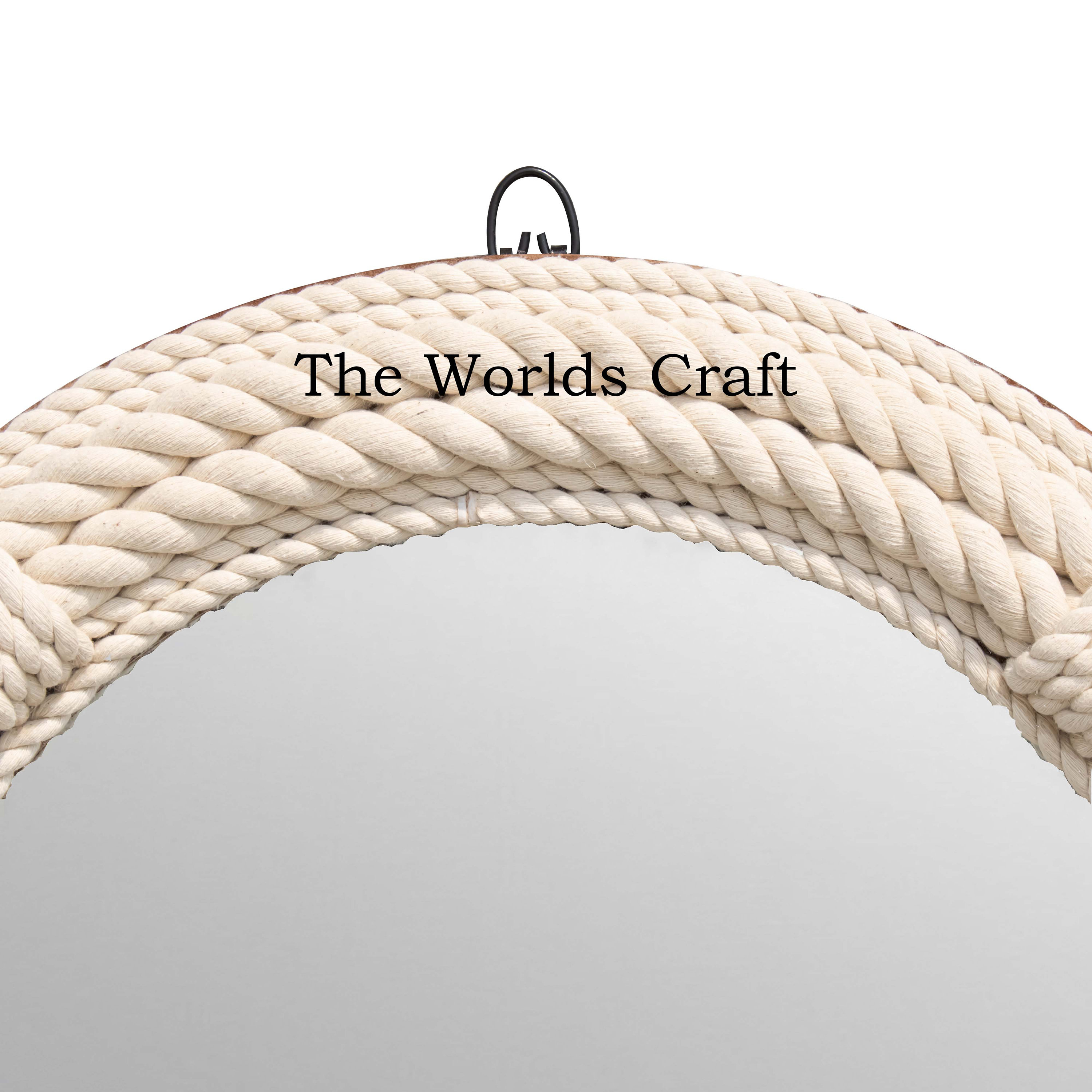 Soft Touch Rope Hanging Mirror Round Farmhouse Style Accent, Decorative ...