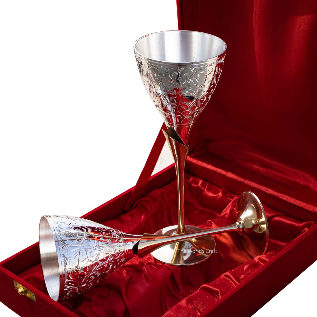 Handmade Royal King Goblet Chalice Embossed Goblet Brass Design Wine ...