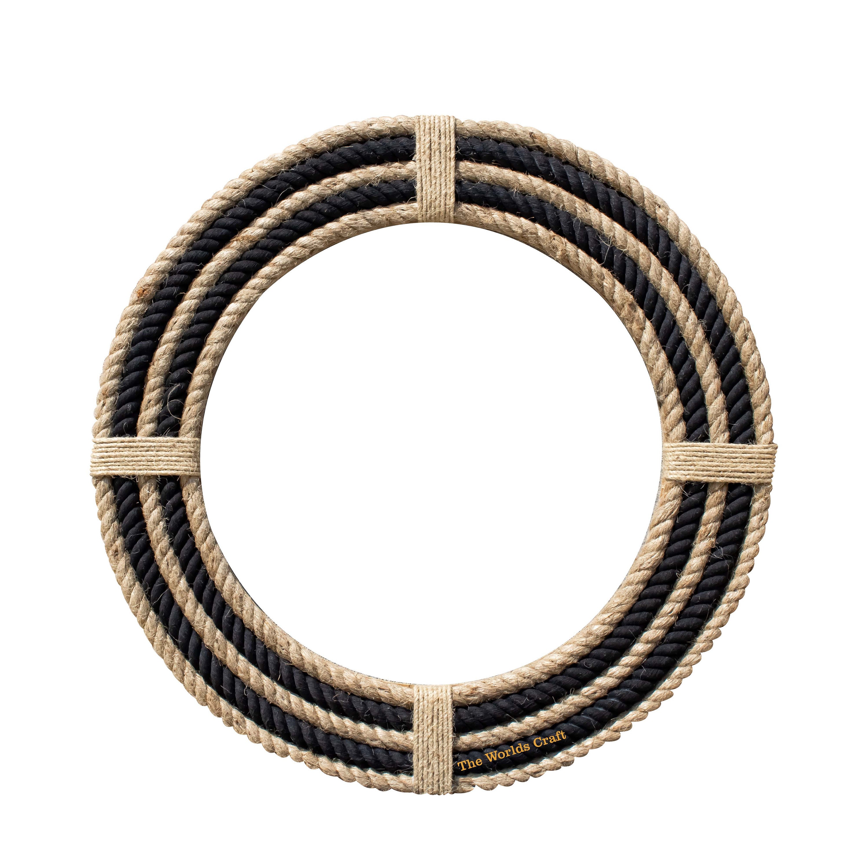 Nautical Rope Hanging Mirror - Round Farmhouse Style Accent, Decorative ...