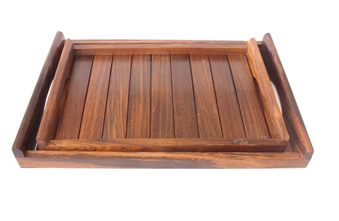 Rosewood Rectangular Tray Elegant Acacia and Oak Wood Design for Coffee ...