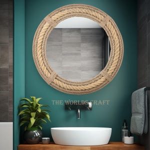 Soft Touch Rope Hanging Mirror- Round Farmhouse Nautical Decor ...