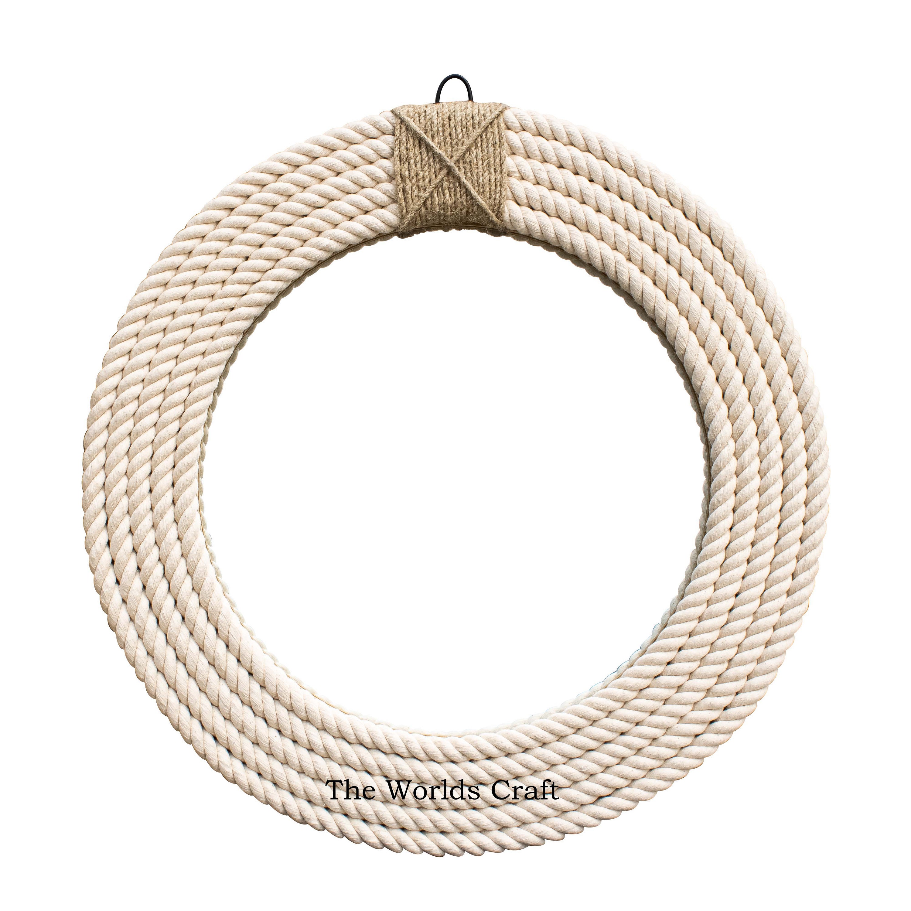 Nautical Rope Hanging Mirror - Round Farmhouse Style Accent, Decorative ...