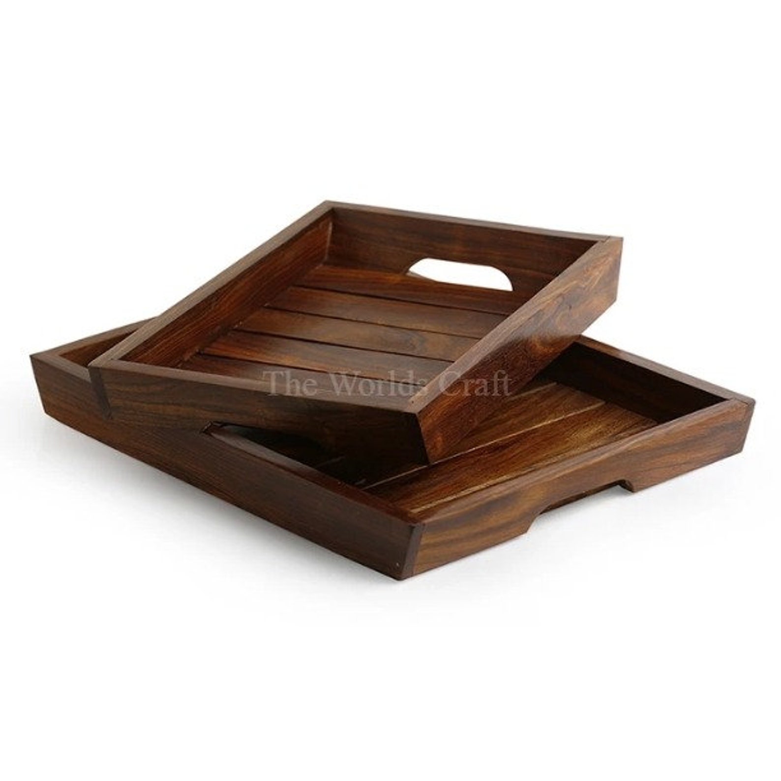 Rosewood Rectangular Tray Elegant Acacia and Oak Wood Design for Coffee ...