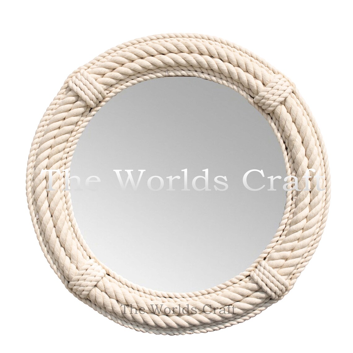 Soft Touch Rope Hanging Mirror Round Farmhouse Style Accent, Decorative ...