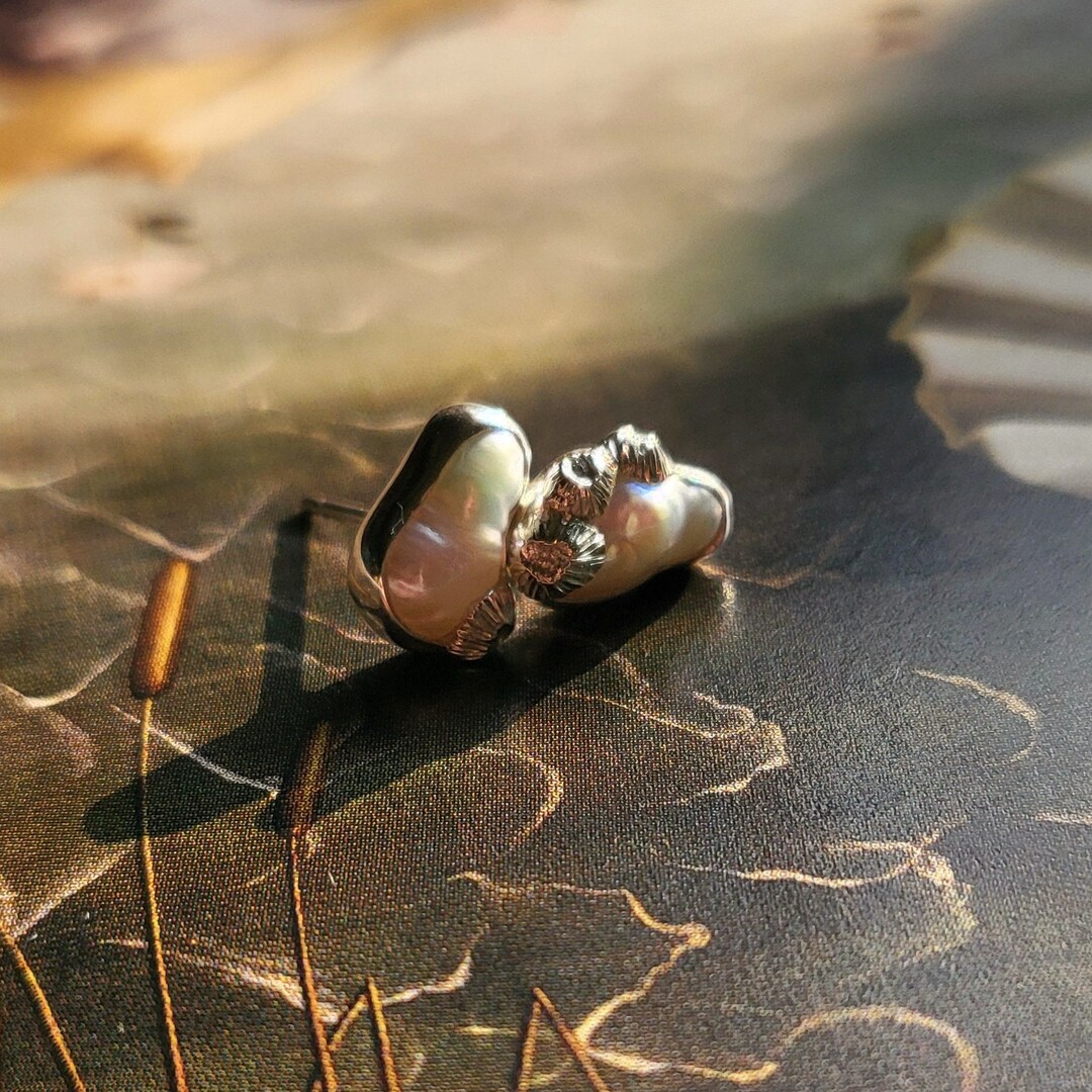 Mermaid Treasure Pearl Barnacle Stud Earrings - Etsy