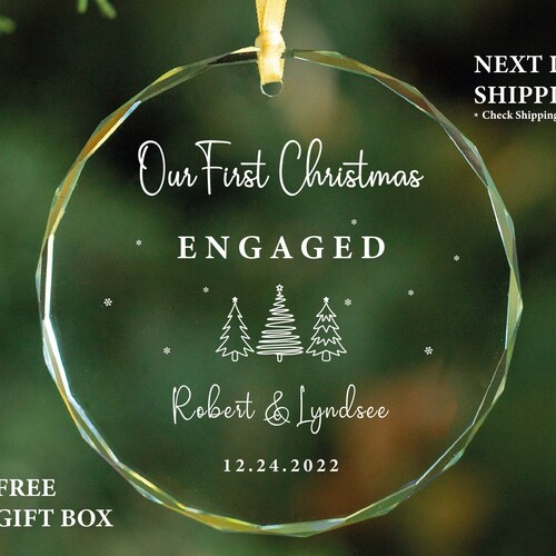 Personalized Engaged Ornament Our First Christmas Ornament - Etsy