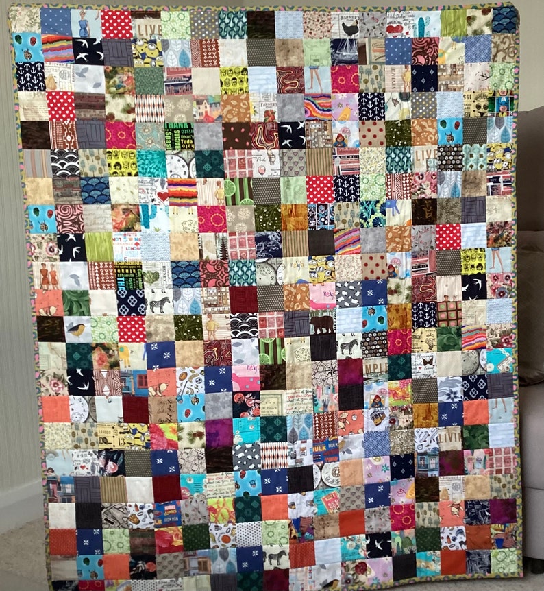 Hand Stitched Multicoloured Scrap Patchwork Quilt/ Throw/blanket - Etsy UK