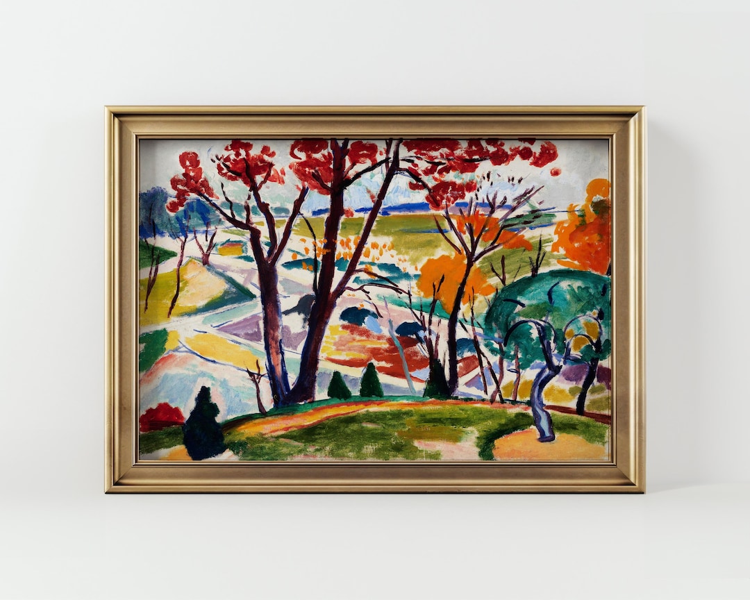 Fall Landscape Art Print | Colorful Fall Scene | Vibrant Fall Painting ...