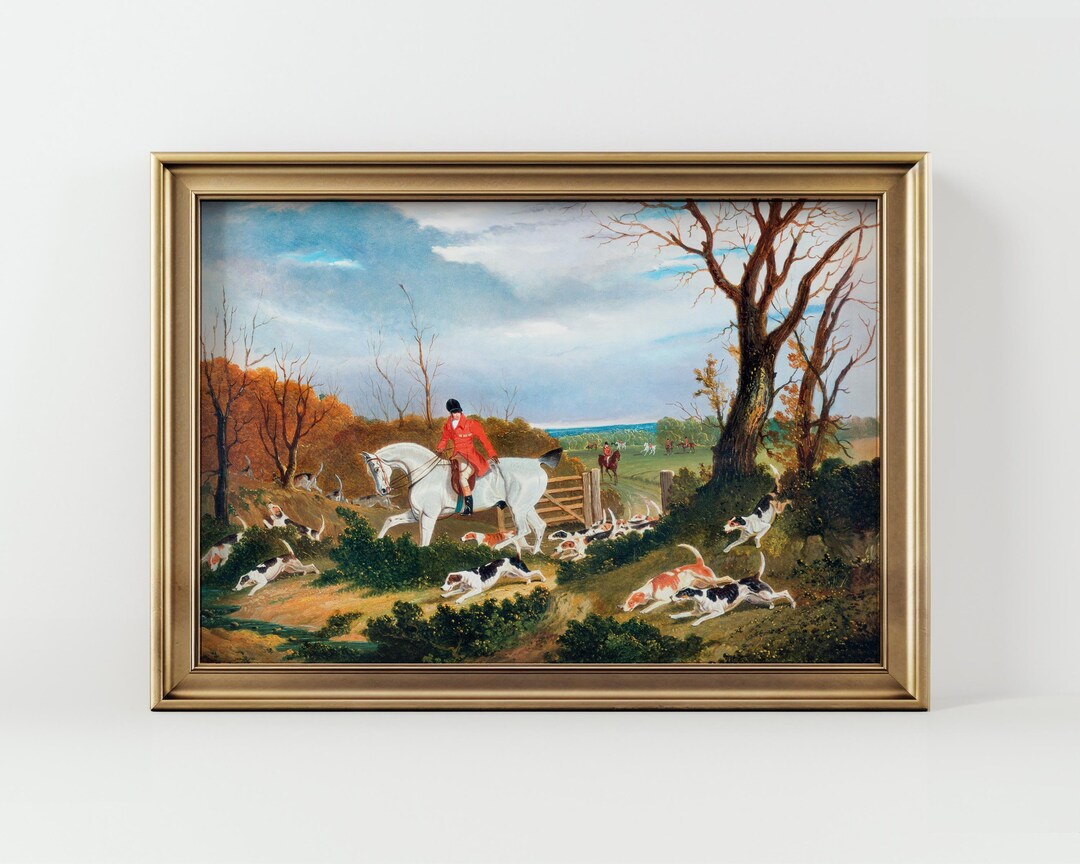 Fall Fox Hunt Art Print | Foxhounds Beagle Dog Art | Autumn Leaves ...