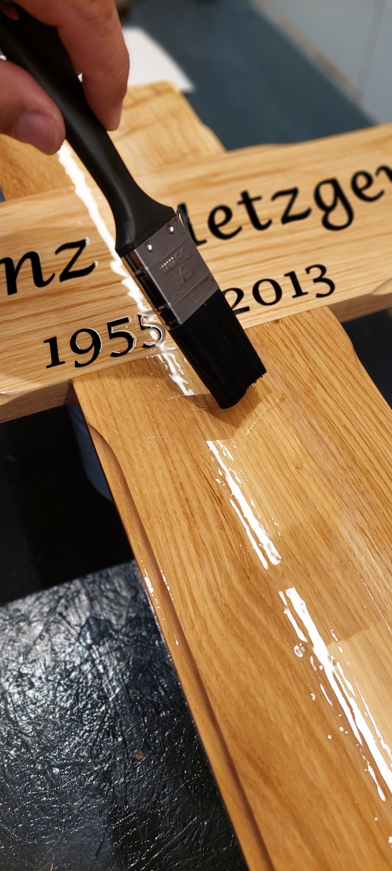 Grave Cross Made of Oak Wood With Inscription of Your Choice, Approx ...