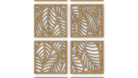 Set of 8 Drink Coasters With Leaf Design | Etsy