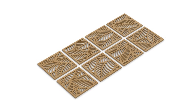 Set of 8 Drink Coasters With Leaf Design - Etsy
