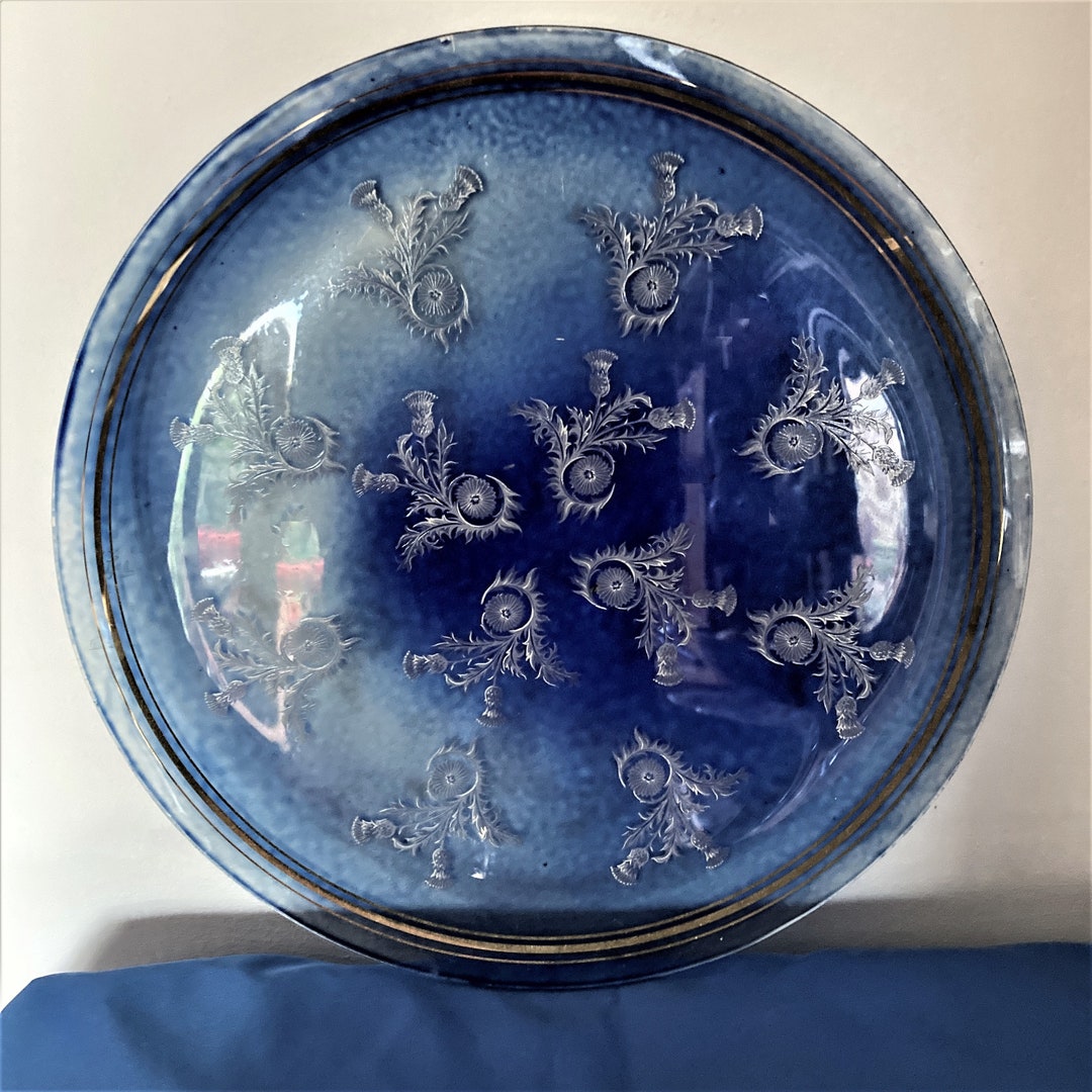 Unique Scottish Thistle Glass Plate. Vintage - Etsy
