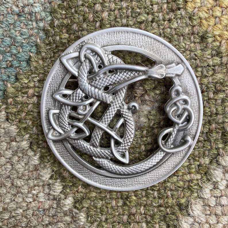 Large Celtic Zoomorphic Pewter Brooch - Etsy