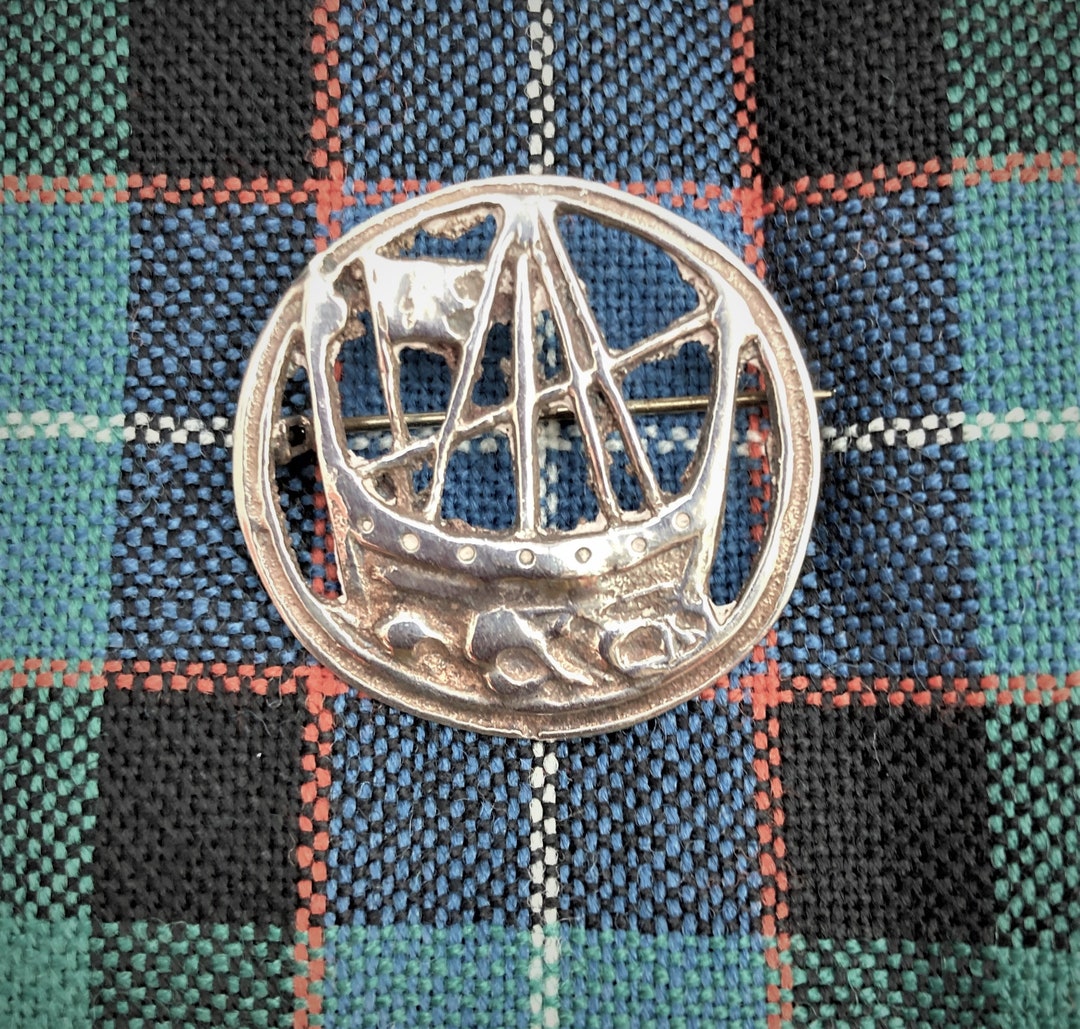 Antique Viking/scottish Ship (birlinn) Brooch Sterling Silver ...