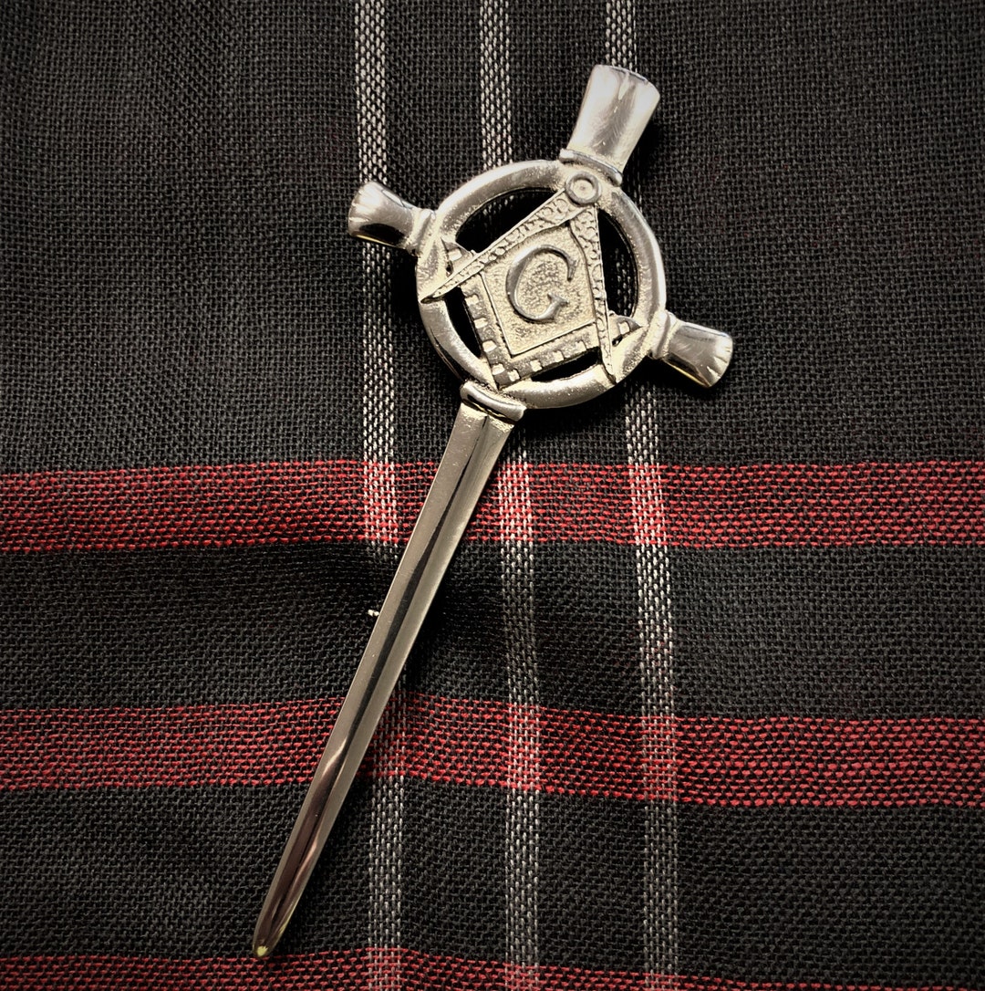 Kilt Pin With the Masonic Symbol Set in a Celtic Cross, Fine Polished ...