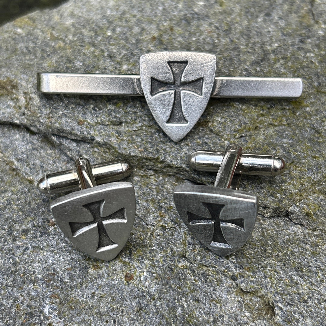 Knight's Templar Cross Tie Bar and Cufflinks - Etsy