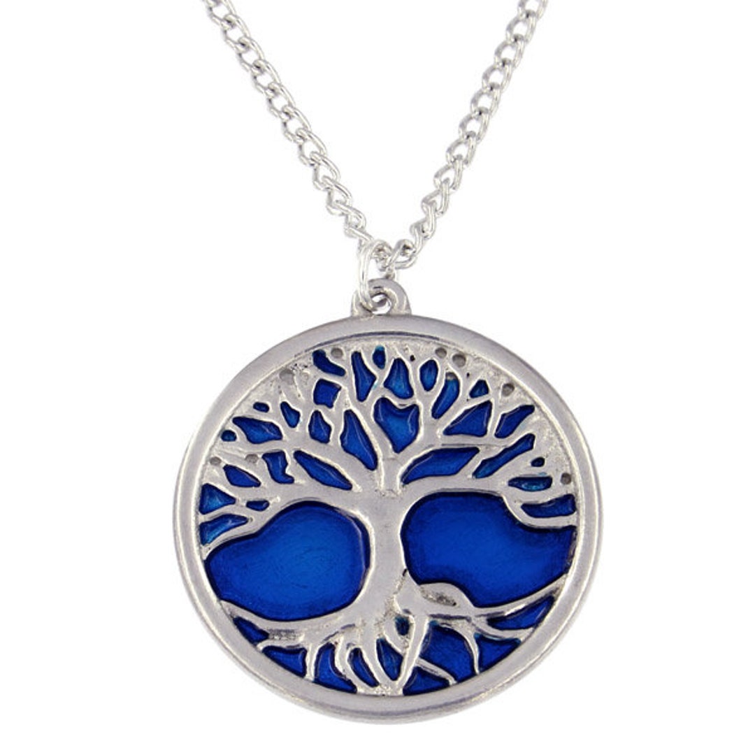 Tree of Life Pendant, Pewter and Blue Enamel - Etsy