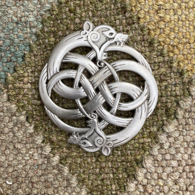 Large Celtic Zoomorphic 'ouroboros' Pewter Brooch - Etsy