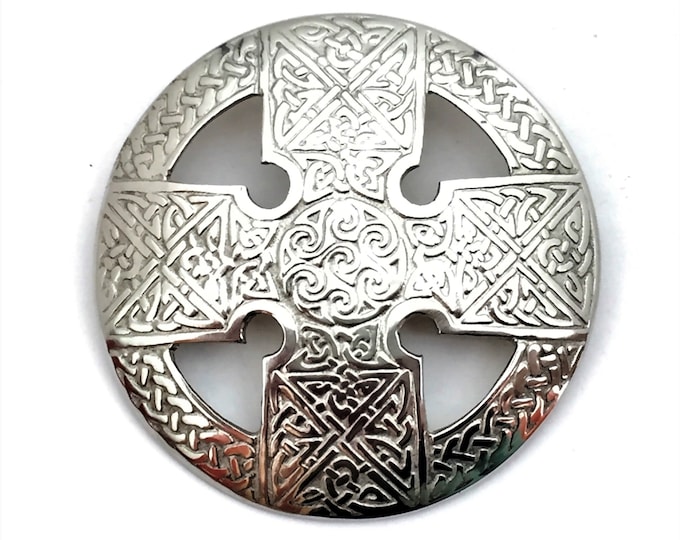 Celtic Tartan Pin, 950 Silver, Cloke Pin, Celtic Knot Shaw Pin, Vintage ...