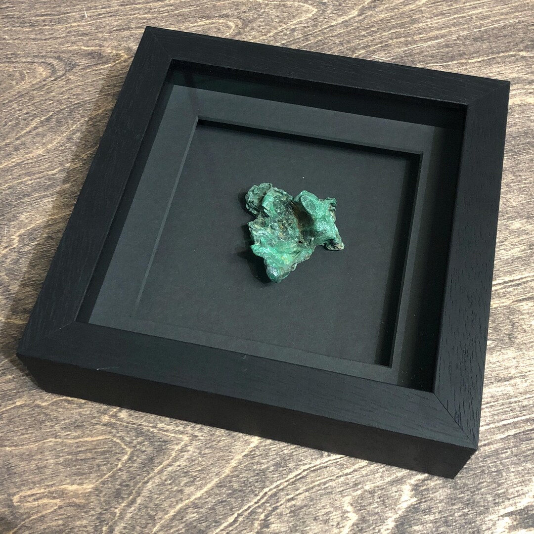 Malachite Crystal Cluster, Mounted and Displayed in a Hand-built Frame ...