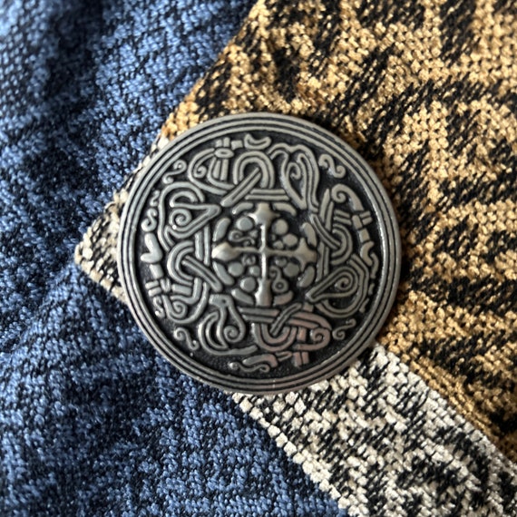 Celtic/Viking Zoomorphic serpent pewter brooch - Gem