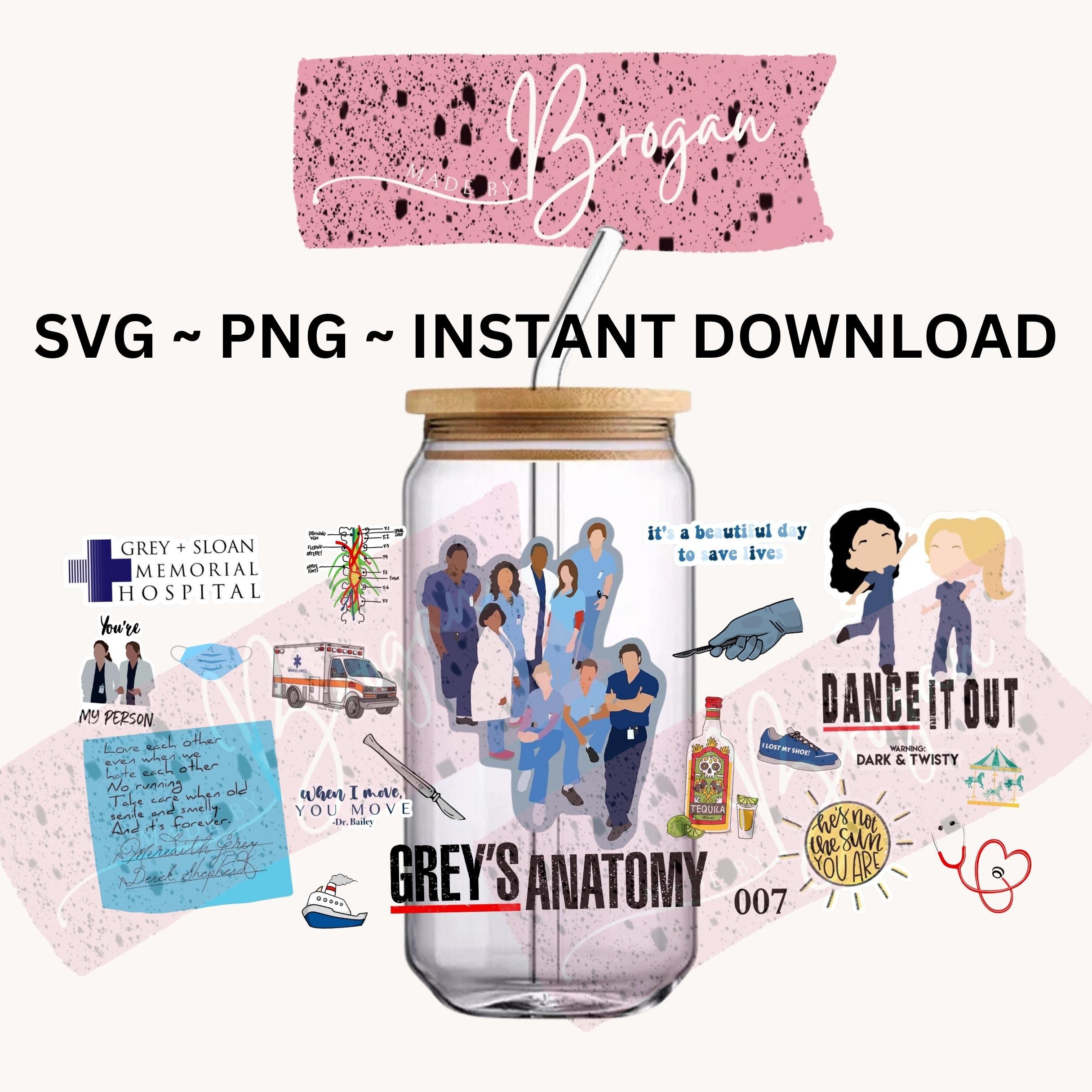 Greys Anatomy SVGPNG UVDTF Wrap, Digital Download File. Cold Cup Wrap ...
