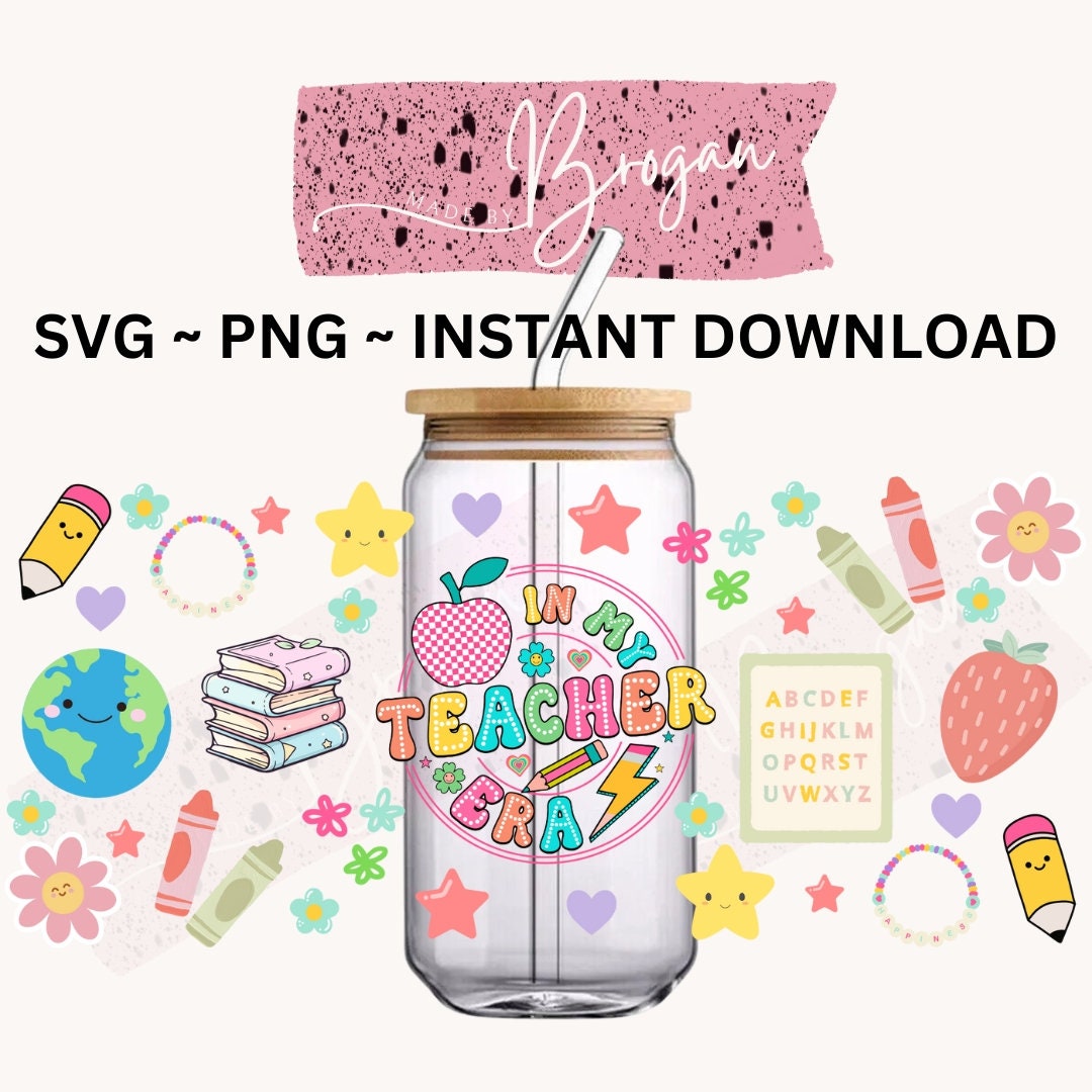 Teacher PNG UVDTF Wrap,libby Wrap, Cold Cup. Digital Download Product ...