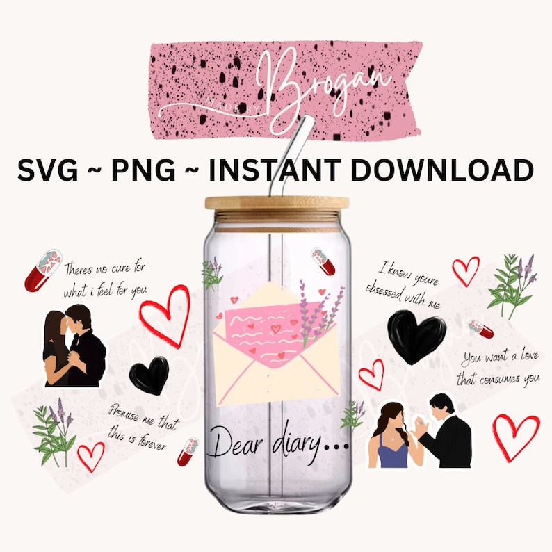 Vampire Diaries SVG PNG UVDTF Wrap,libby Wrap, Cold Cup. Digital ...
