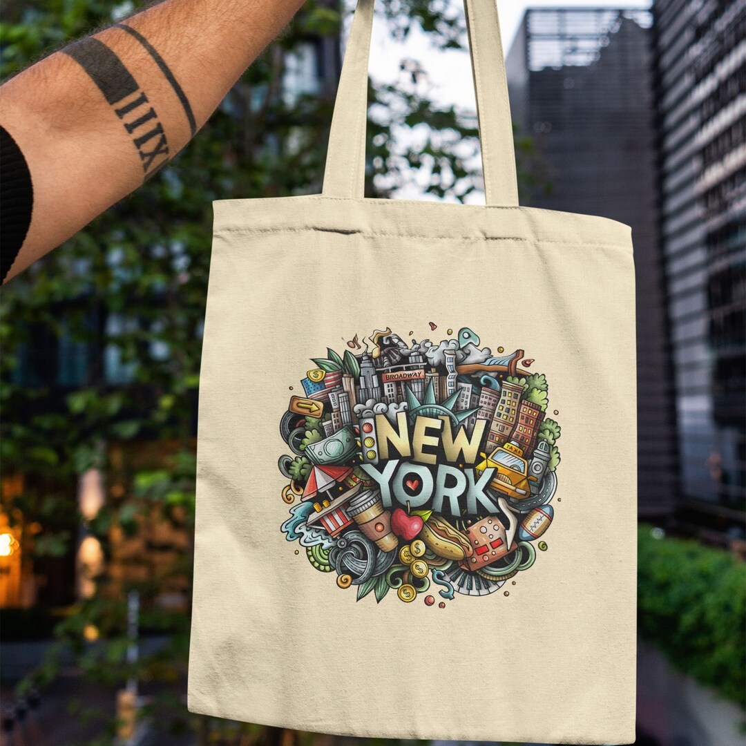 Stylish New York Tote Bag Perfect NYC Souvenir Gift New Yorker Cotton ...