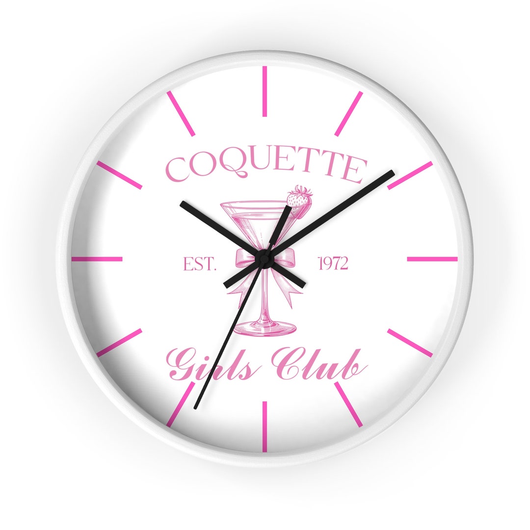 Pink Coquette Wall Clock for Aesthetic Teen Girl Room Decor and Preppy ...