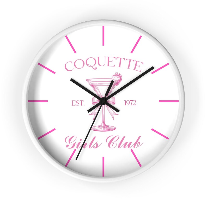 Pink Coquette Wall Clock for Aesthetic Teen Girl Room Decor and Preppy ...