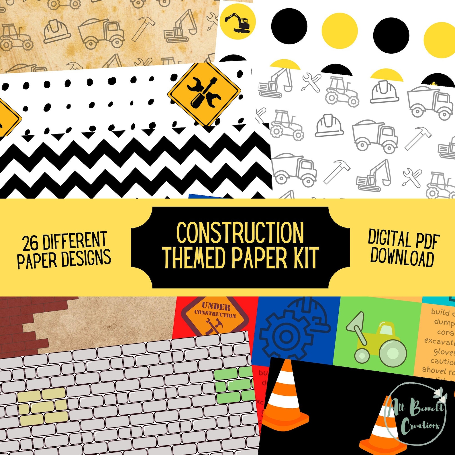 Construction Themed Paper Kit; Junk Journaling Scrapbooking - Etsy
