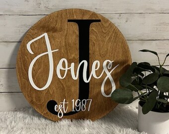 Round Initial Sign - Etsy