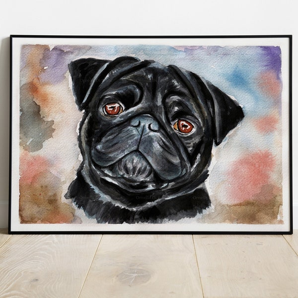 Black Pug Art - Etsy