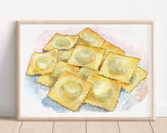 Ravioli Poster, Food Art Print, Pasta Ravioli Food Print, Italian Food ...