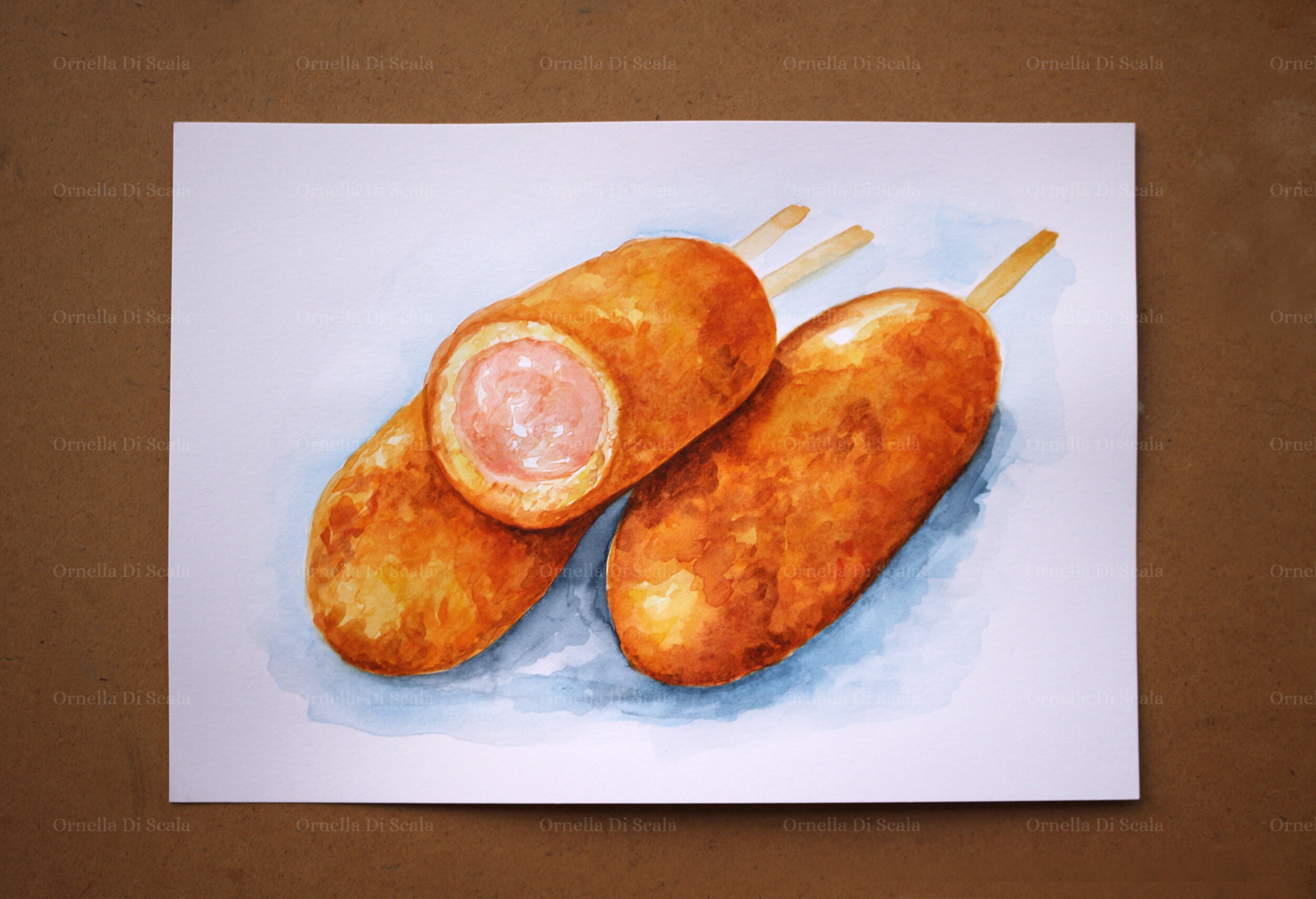 Corn Dog Watercolor Painting Instant Download Printable Artwork - Etsy