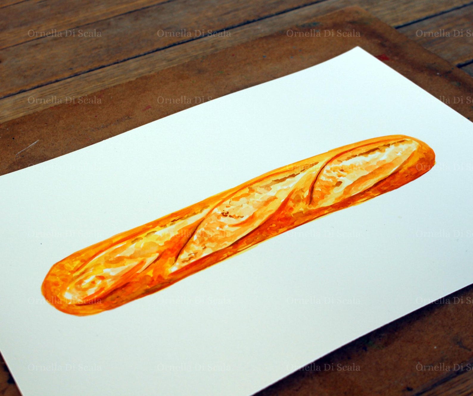 French Bread Baguette Watercolor Painting Instant Download Printable ...