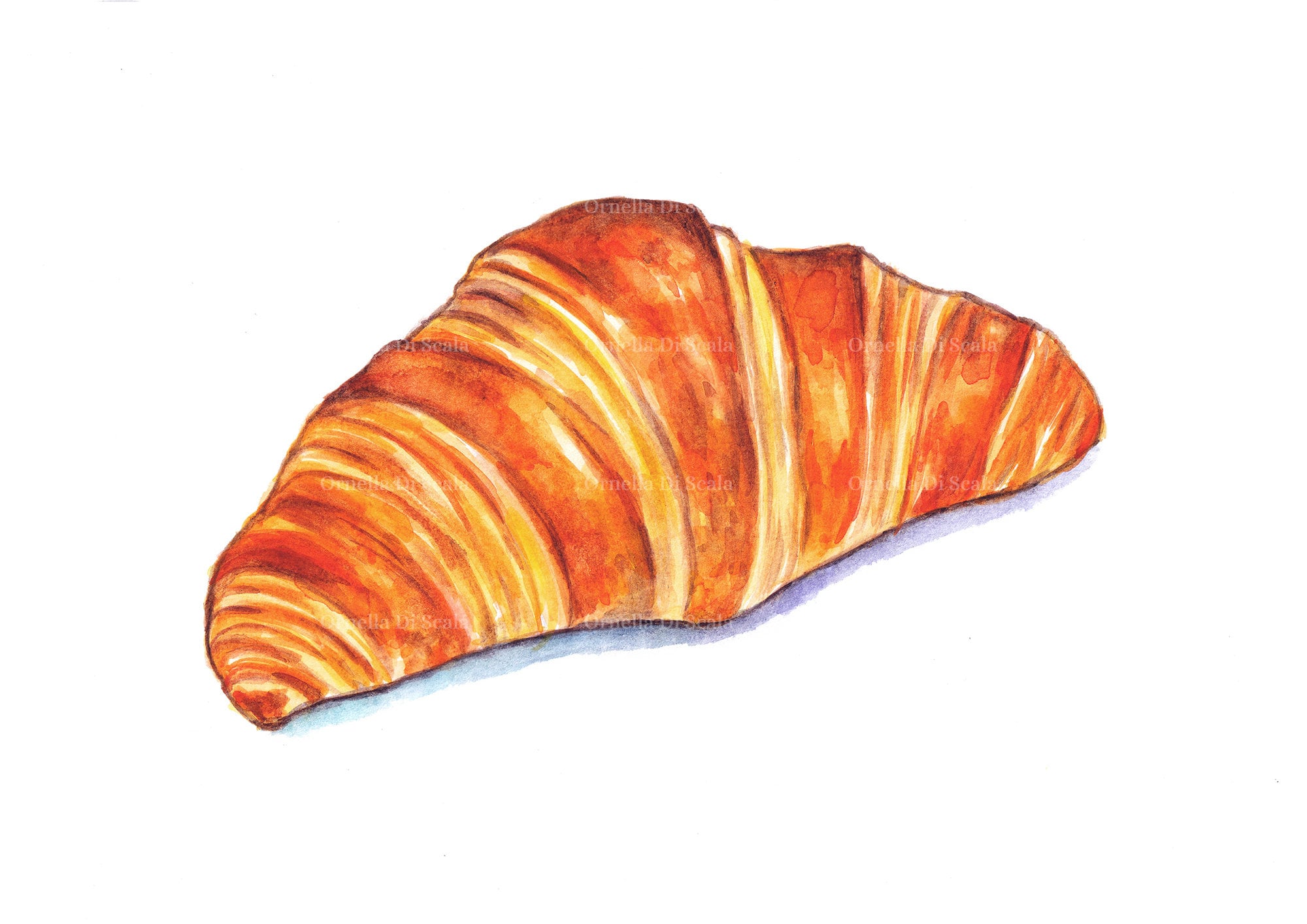 Croissant Watercolor Painting Instant Download Printable Artwork - Etsy