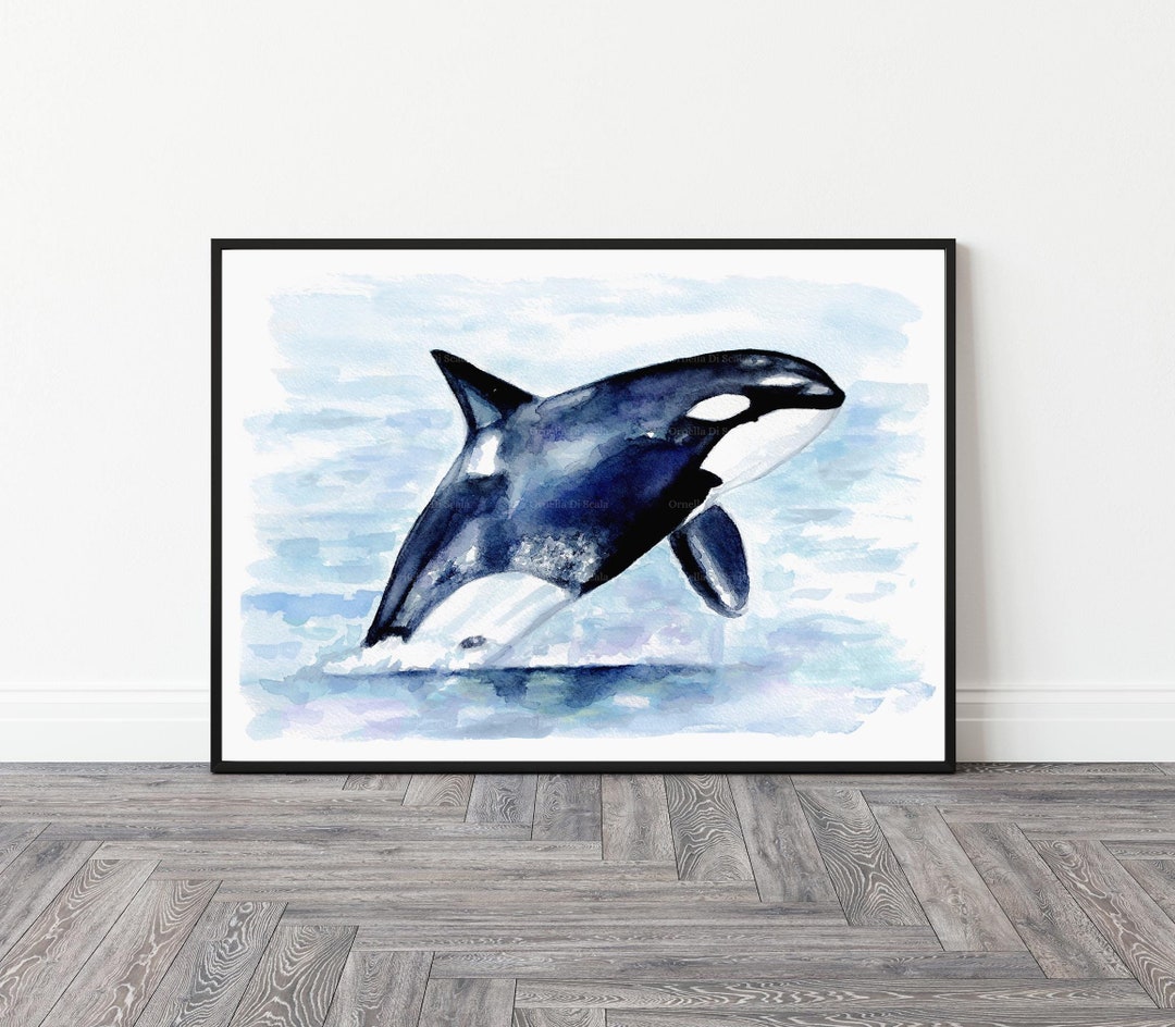 Killer Whale Orca Watercolor Painting Portrait Instant Download ...