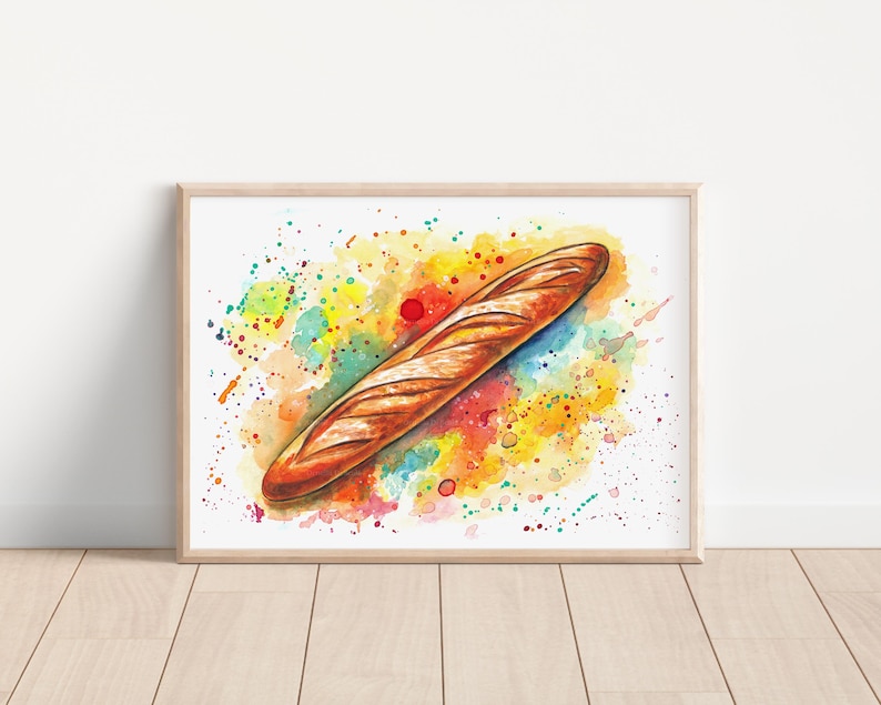 French Bread Baguette Watercolor Painting Instant Download Printable ...