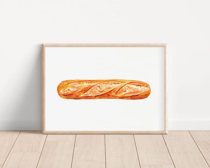 French Bread Baguette Watercolor Painting Instant Download Printable ...