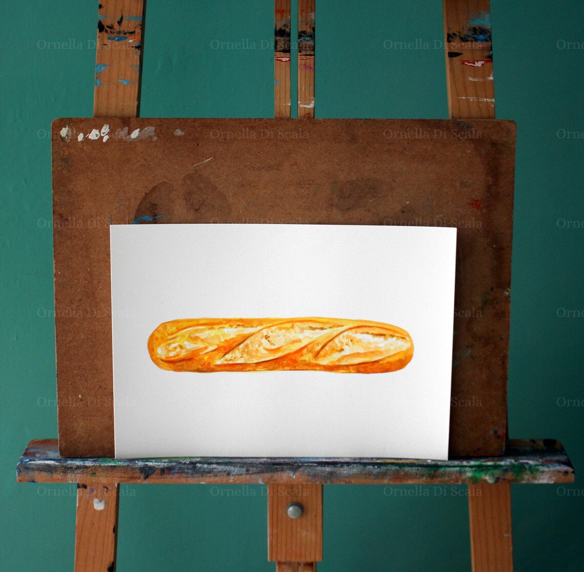 French Bread Baguette Watercolor Painting Instant Download Printable ...