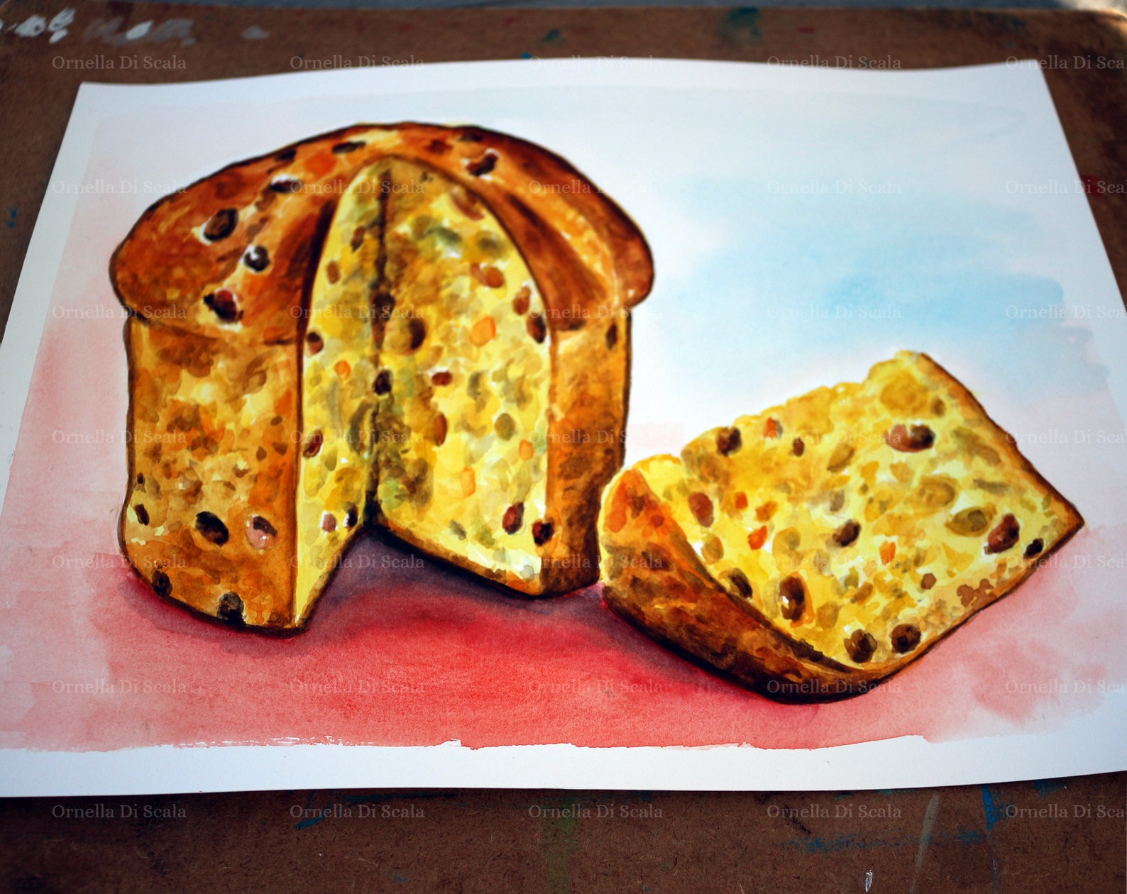 Italian Christmas Panettone Milan Watercolor Art Print, Digital ...