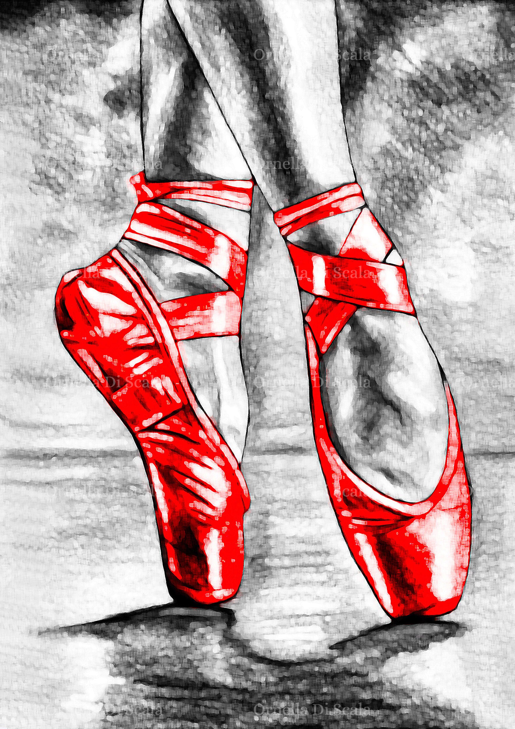 Pointed Toe Ballet Shoes Drawing Instant Download Printable Artwork ...