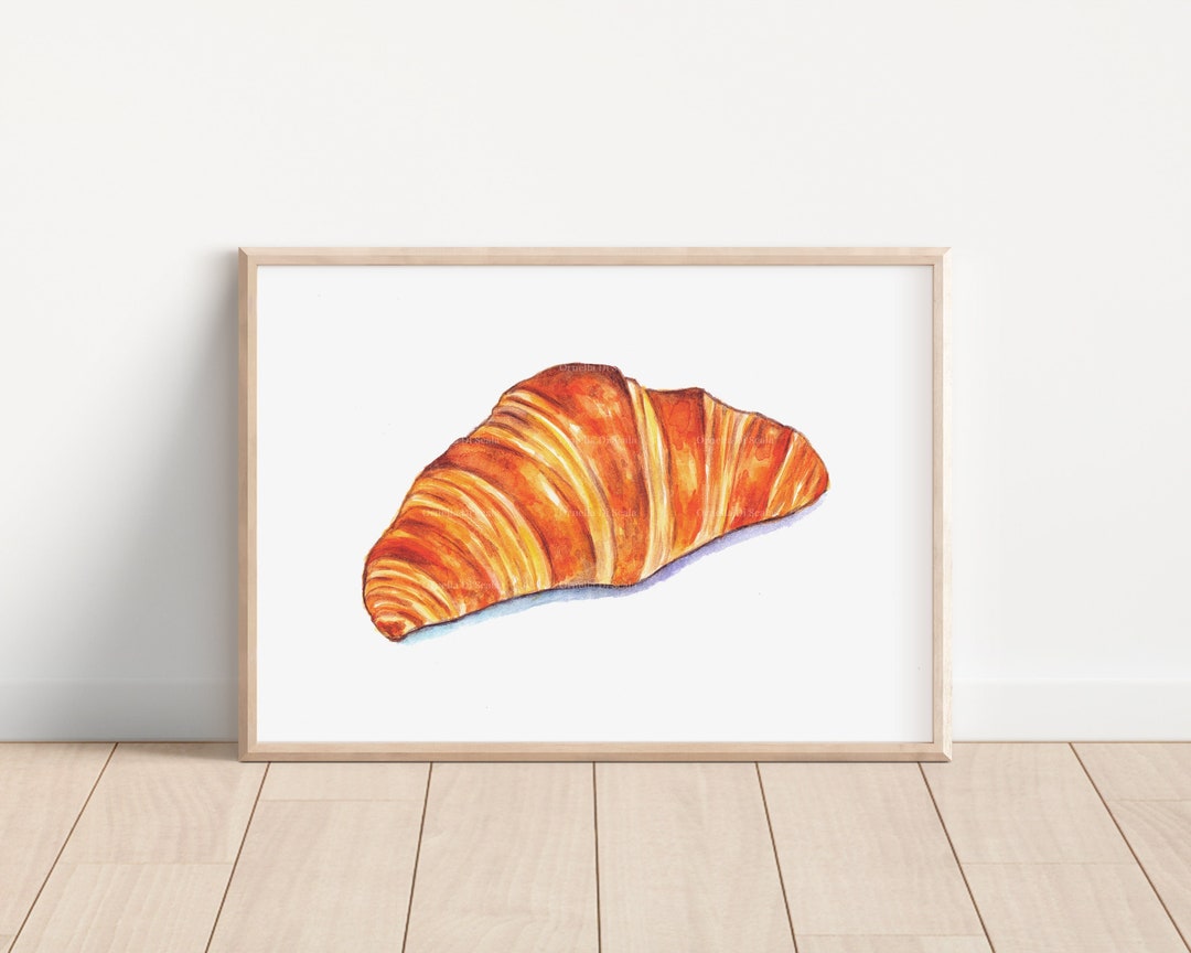 Croissant Watercolor Painting Instant Download Printable Artwork - Etsy