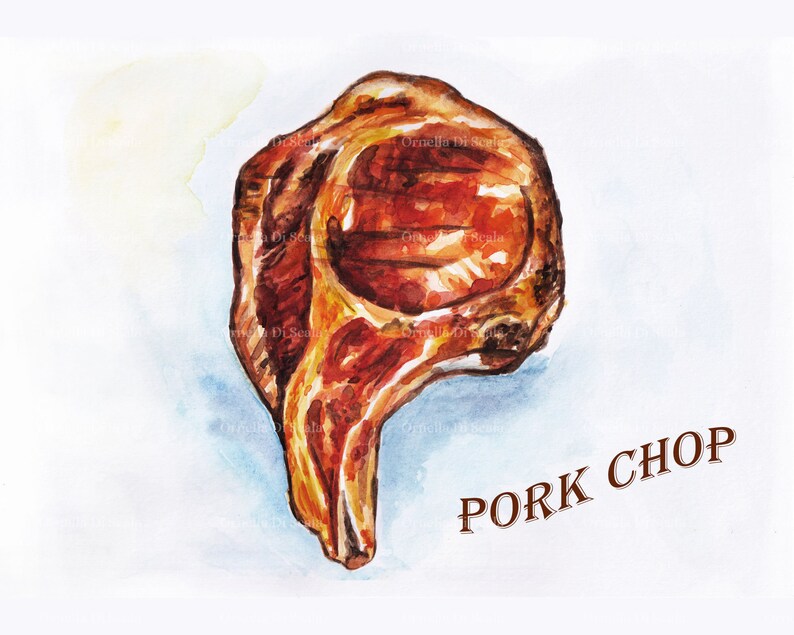 Pork Chop Watercolor Painting Instant Download Printable Artwork - Etsy